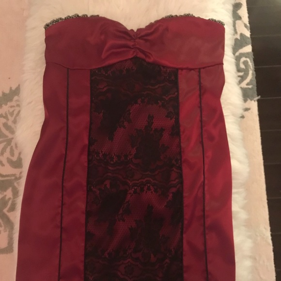 GoJane | Dresses | Red Satin Lingerie Inspired Dress | Poshmark